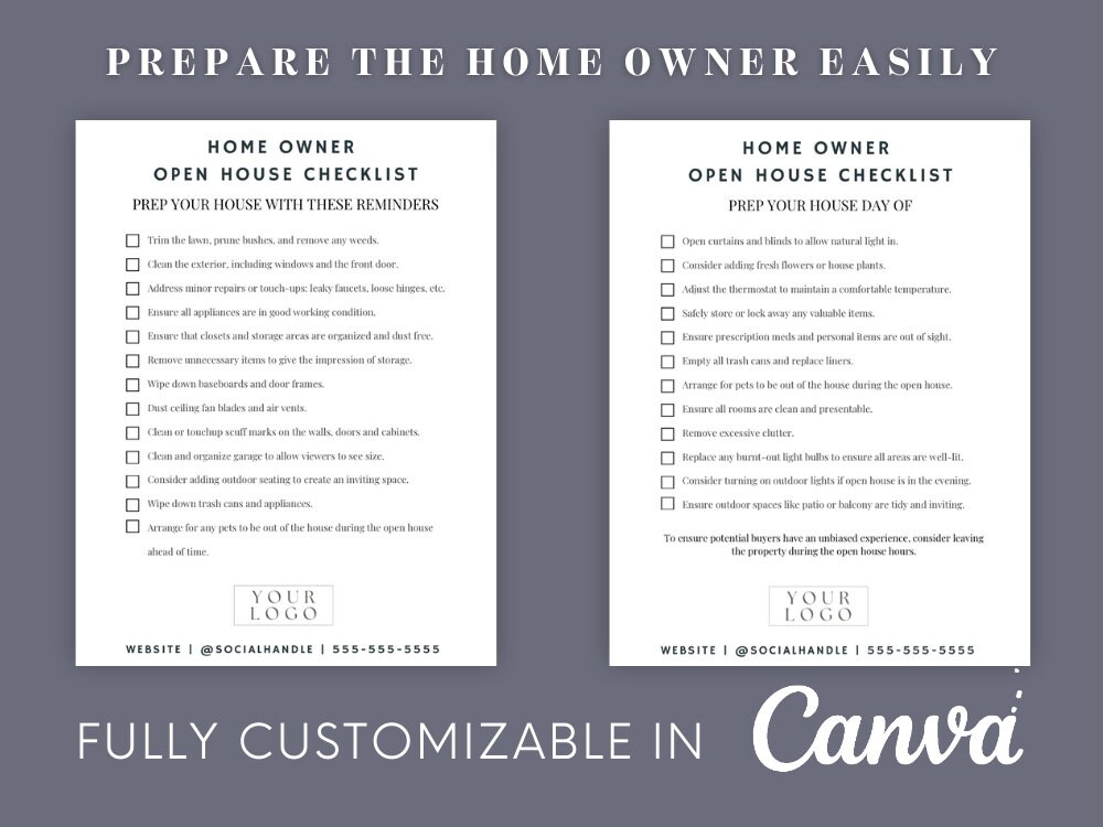 Open House Checklist Pack for Agents + Homeowners - Etsy