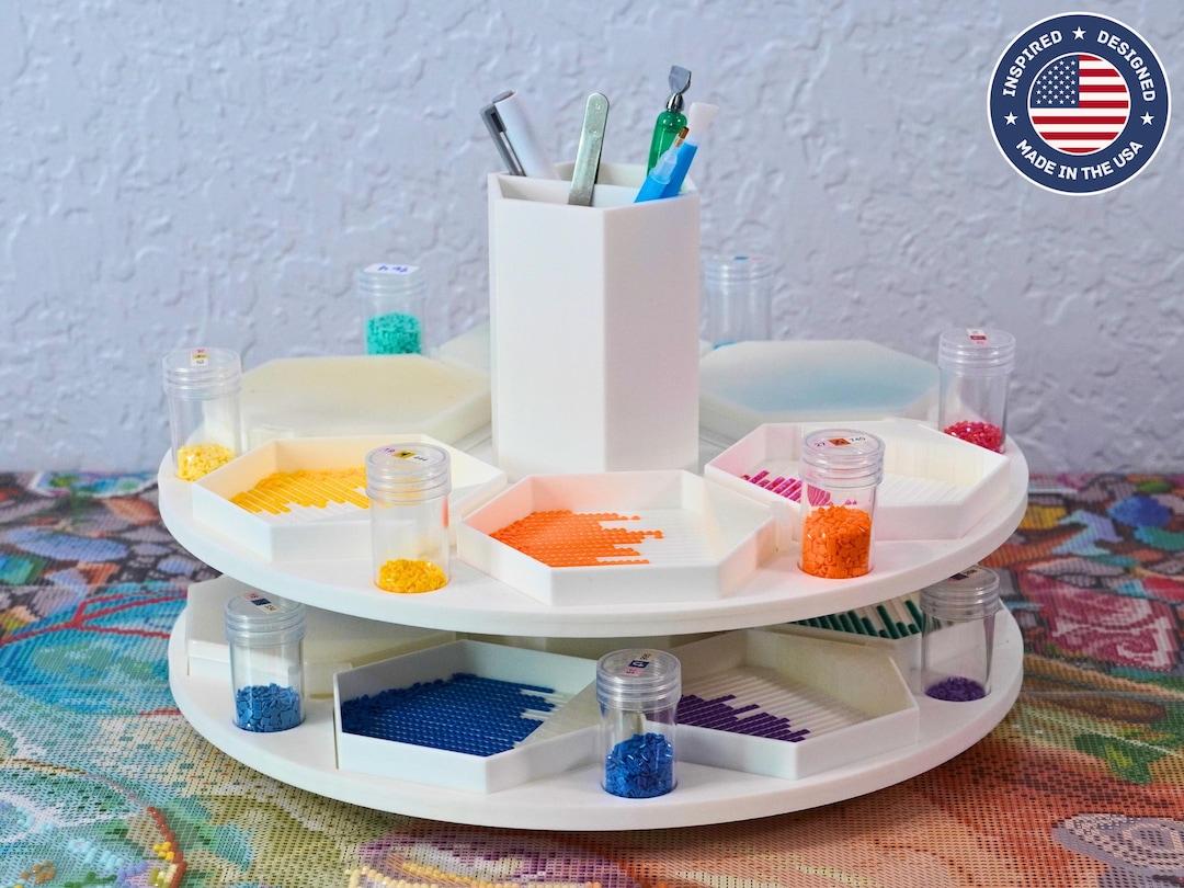 Diamond Art Organizer Double Stack Combo - Dual Hexy Susan Rotating ...