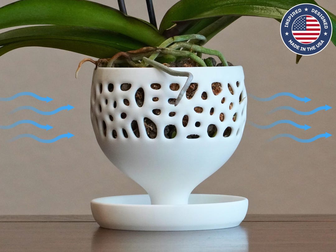 The Alder - Self-watering Orchid Planter With Open Voronoi Pattern ...
