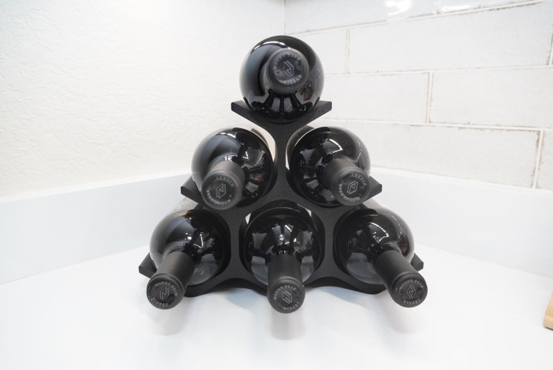 6 Bottle Modern Wine Rack Pyramid - Etsy
