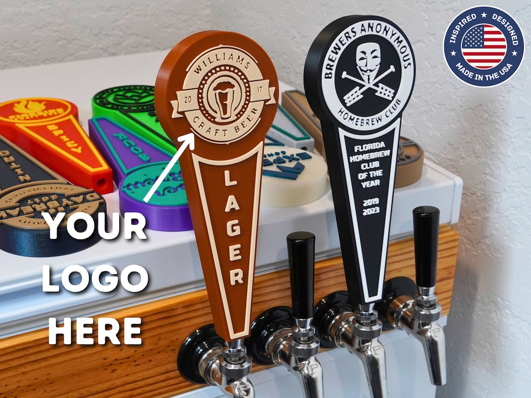 Custom Tap Handle With Logo, Round 9 Inch Bar Handle, Personalized Tap ...
