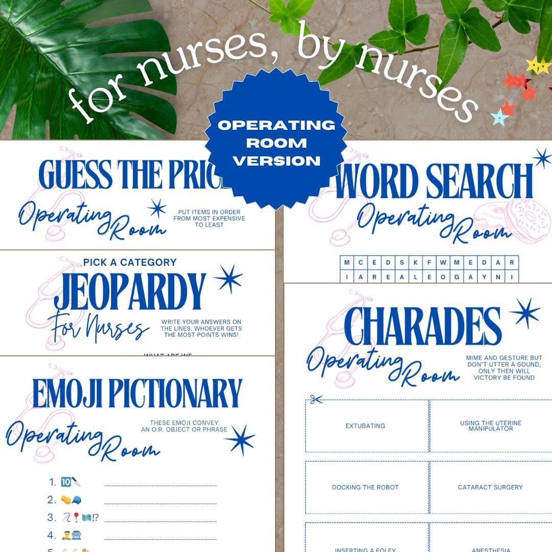 Operating Room Nursing Medical Printable Games | Nurses Week, Party ...