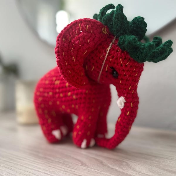 Strawberry Elephant Plush - Etsy