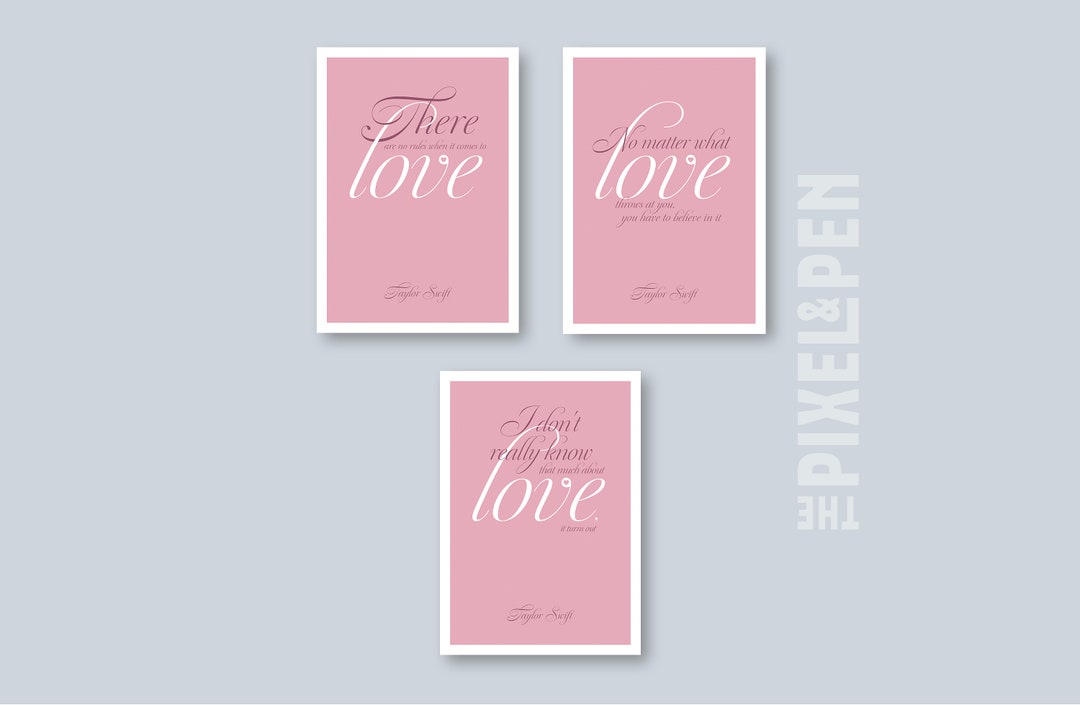Taylor Swift Love Quotes Posters, Set of 3 Beautiful Posters Featuring ...