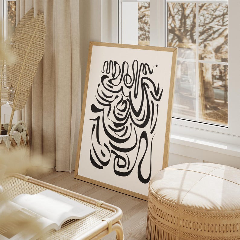 Pen and Ink Abstract Printable Poster Doodle Ink Squiggle Freehand ...