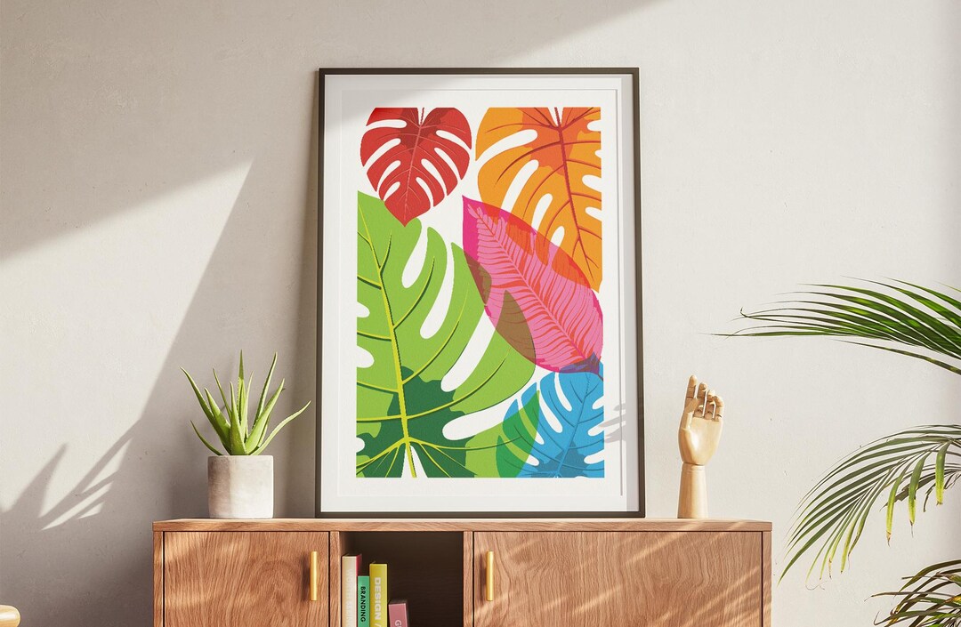 Tropical Leaves Poster Bright Colourful Leaf Fun Poster Jungle Leaves ...