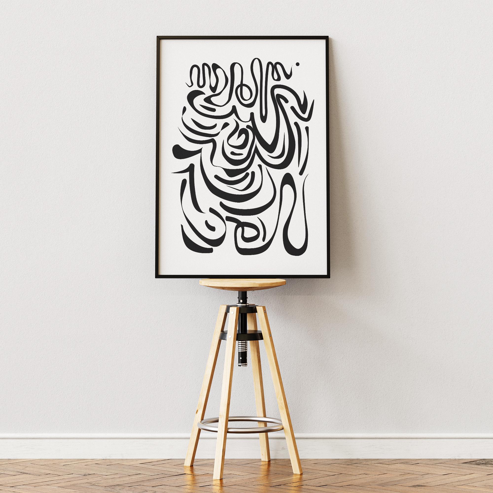 Pen and Ink Abstract Printable Poster Doodle Ink Squiggle Freehand ...