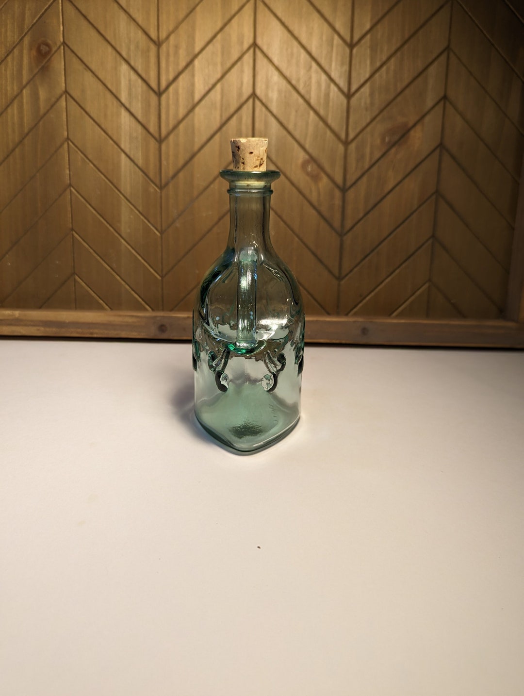 Vintage Green Glass Embossed Bottle W/cork Marked Canada 6 1/2 X 4 X 3 ...