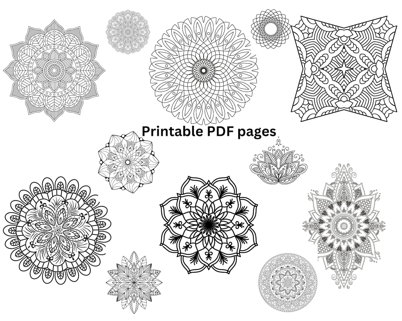 40 Mandala Coloring Pages, Mandala Adult Digital Coloring Book ...