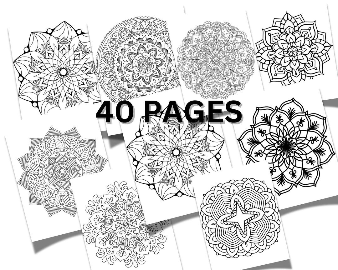 40 Mandala Coloring Pages, Mandala Adult Digital Coloring Book ...