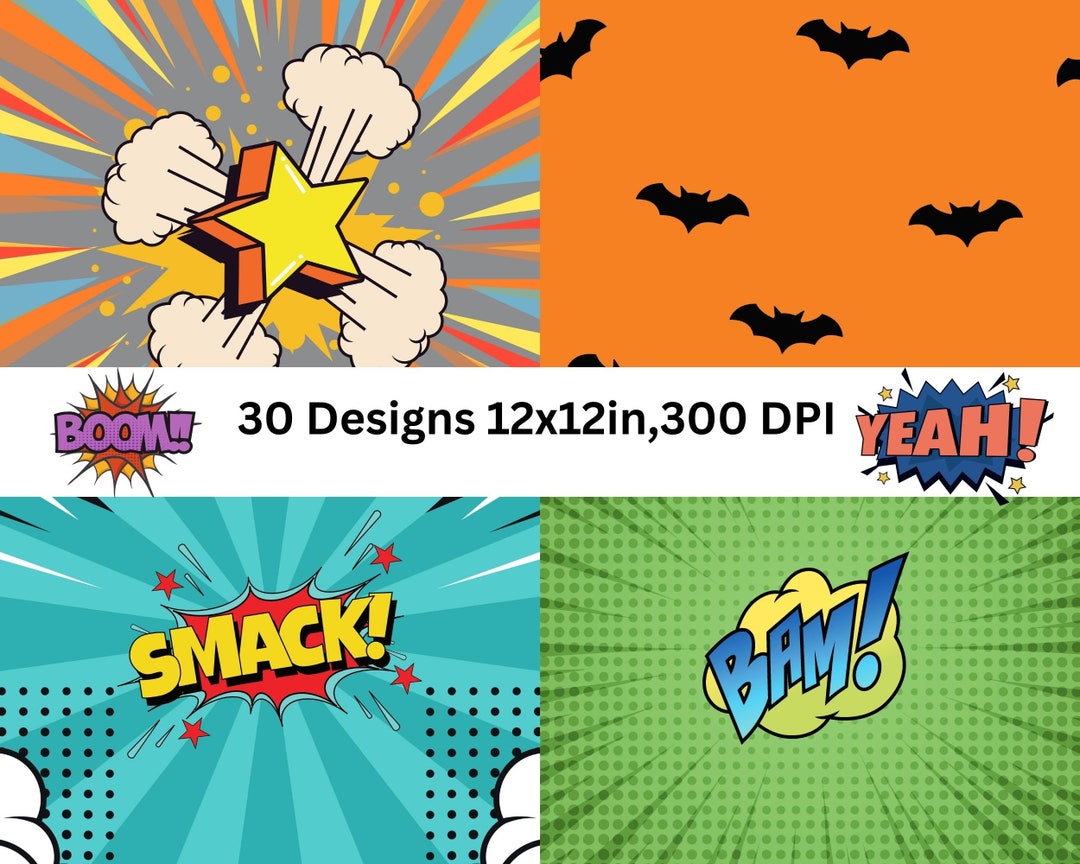 30 Comics Digital Papers 300 DPI Maximum Quality | Superhero Comics ...