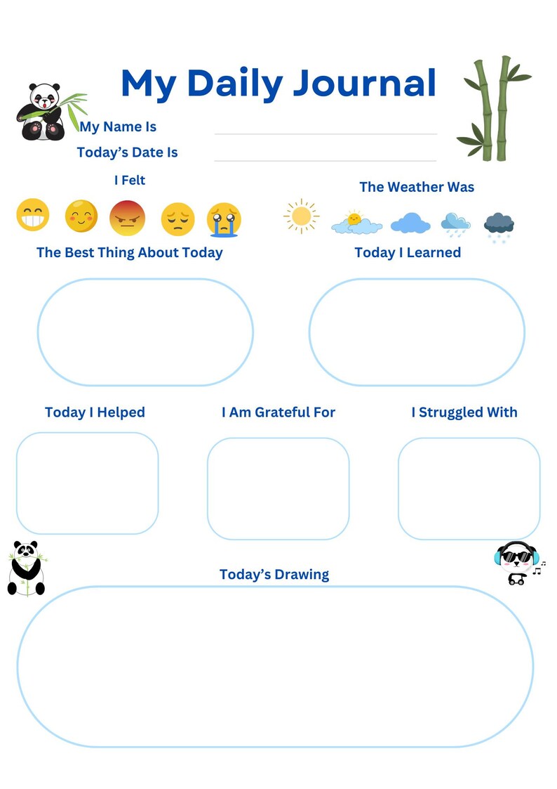 Kids Daily Journal Printable I Journal for Kids I Diary for Children I ...