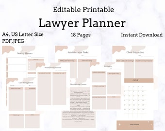 Lawyer Planner Printable Lawyer Organizer Lawyer Notes Instant Download ...