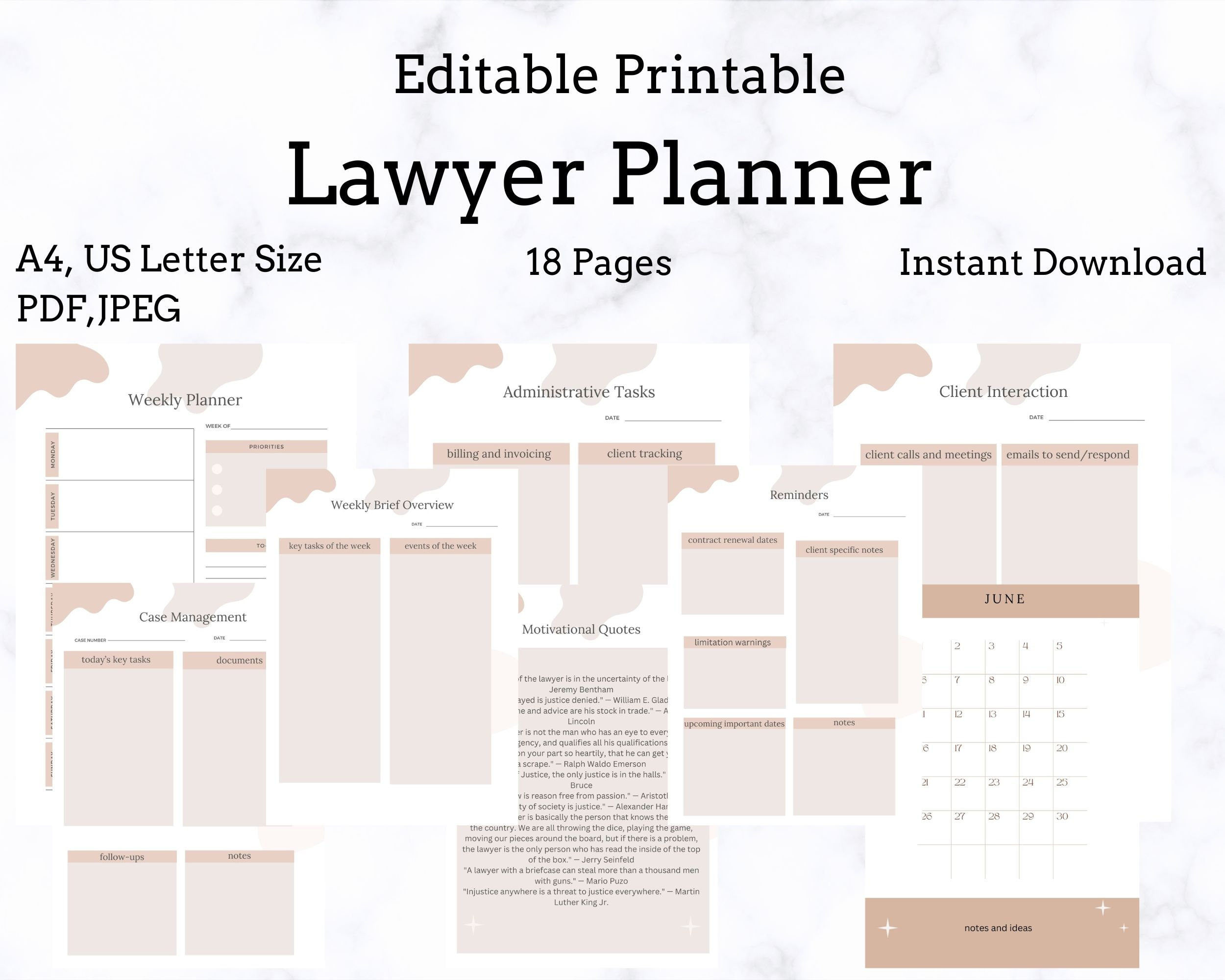 Lawyer Planner 2025: Attorney Daily Organizer (printable Digital ...