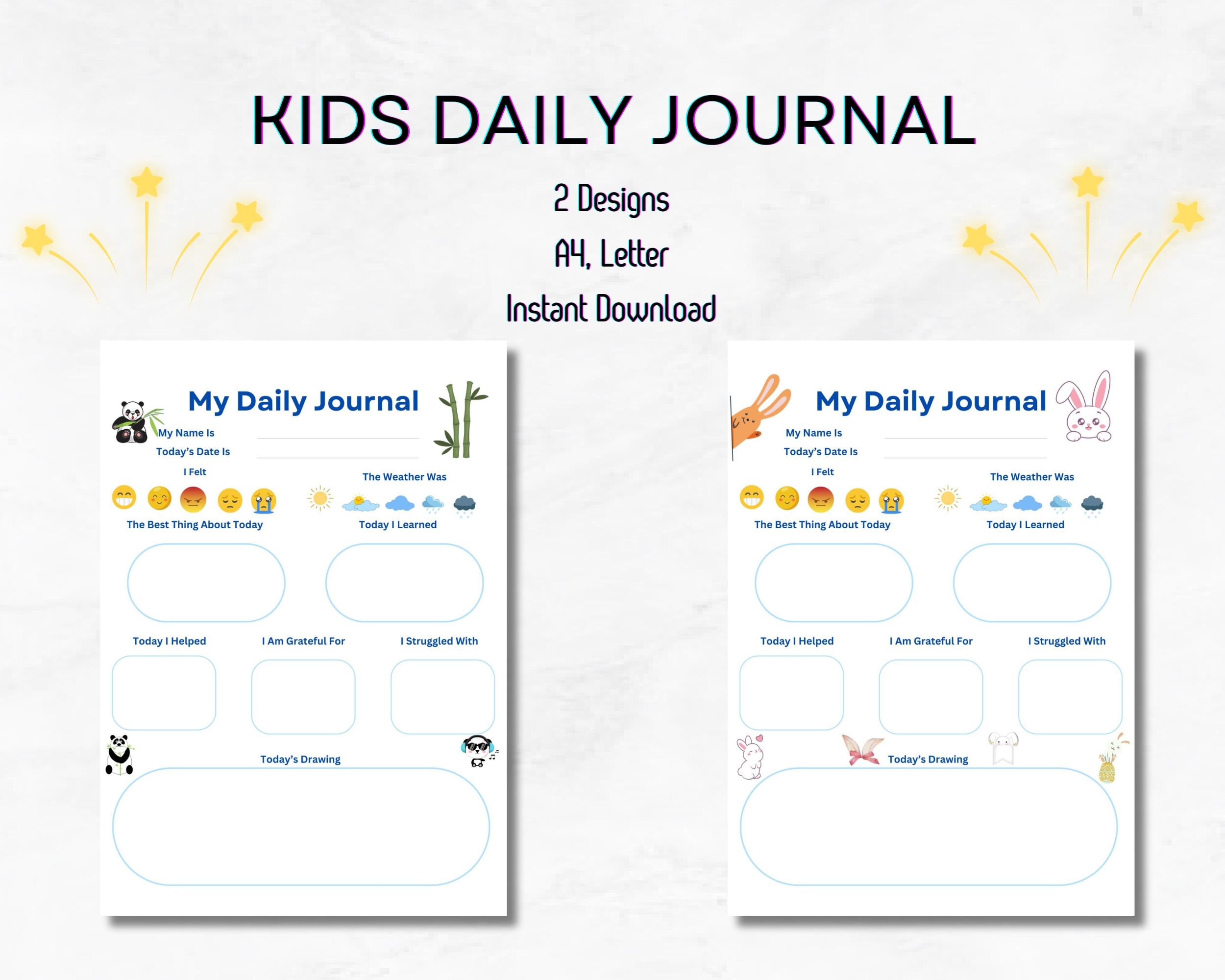Kids Daily Journal Printable I Journal for Kids I Diary for Children I ...