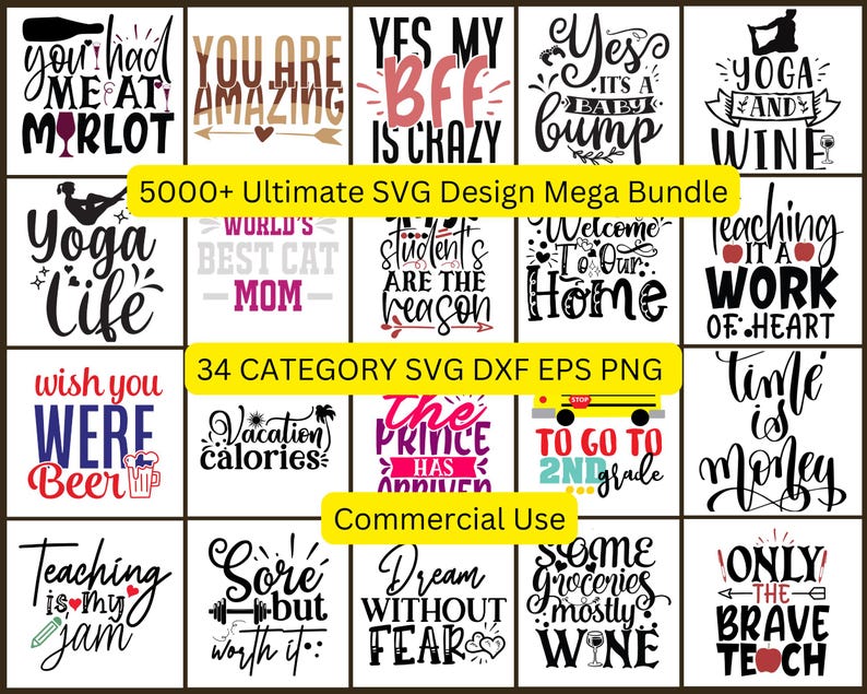 5000+ SVG Designs Mega Bundle, Family, Motivational, Christmas, Teacher ...