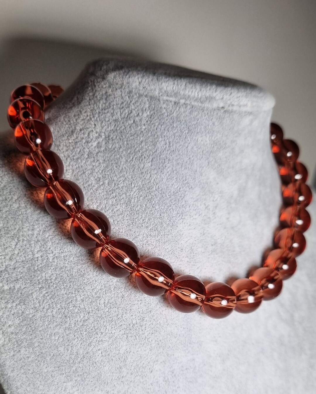 MAGMA: Glass Looking, Transparent, Light Red/brown Necklace - Etsy