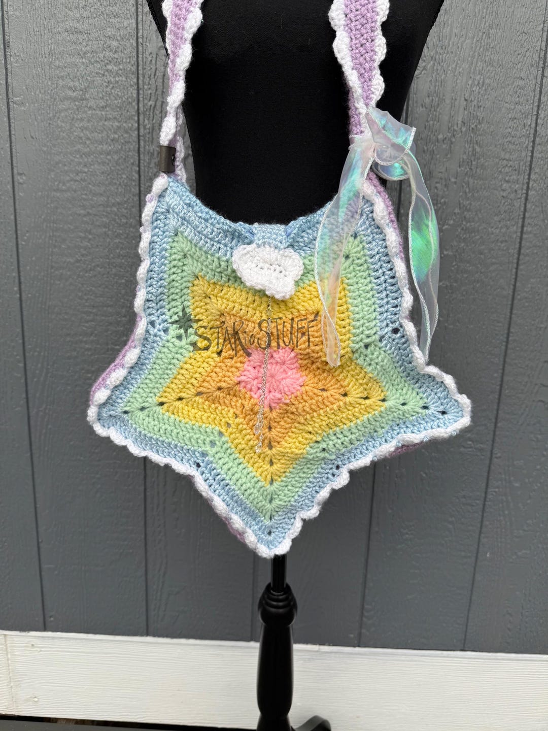 Pastel Rainbow Star Bag | Crochet Rainbow Star Purse | Rainbowcore ...