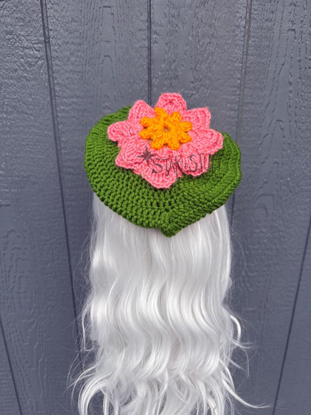 Crochet Water Lily Beret | Crochet Water Lily Hat | Faerie Aesthetic ...