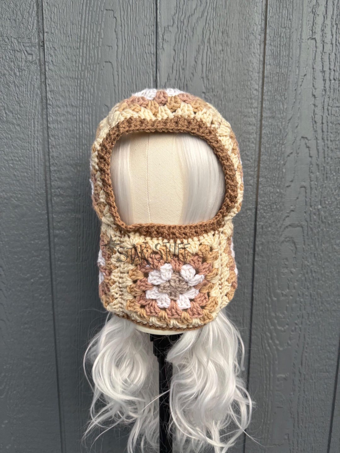 Crochet Granny Square Balaclava | Brown Ombre Balaclava | Chic Winter ...