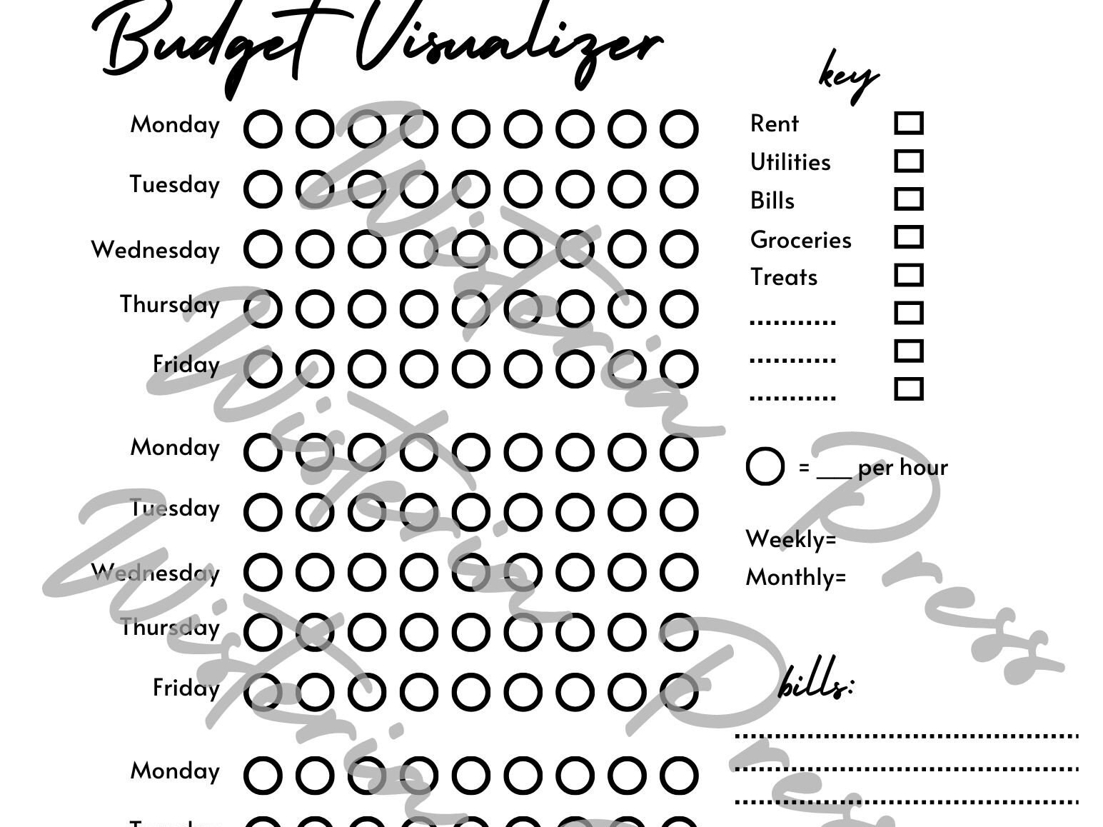 Printable Budgeting Template Kindtask Budget Visualizer - Etsy