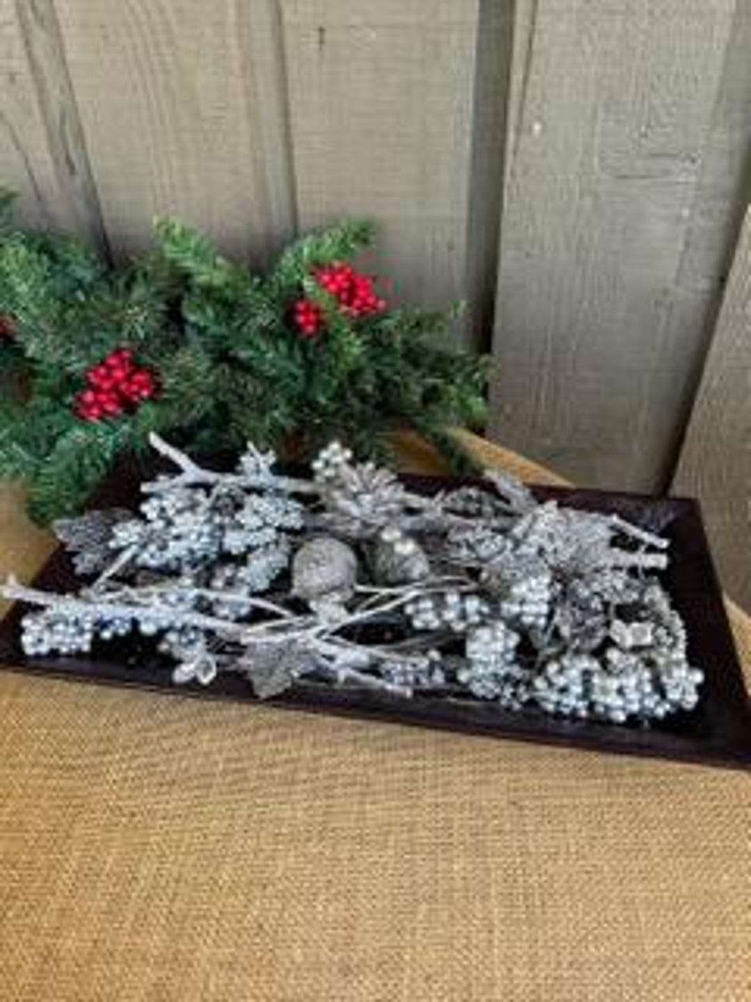 Silver Bowl Filler Silver Glitter Christmas Bowl Filler Winter Bowl ...