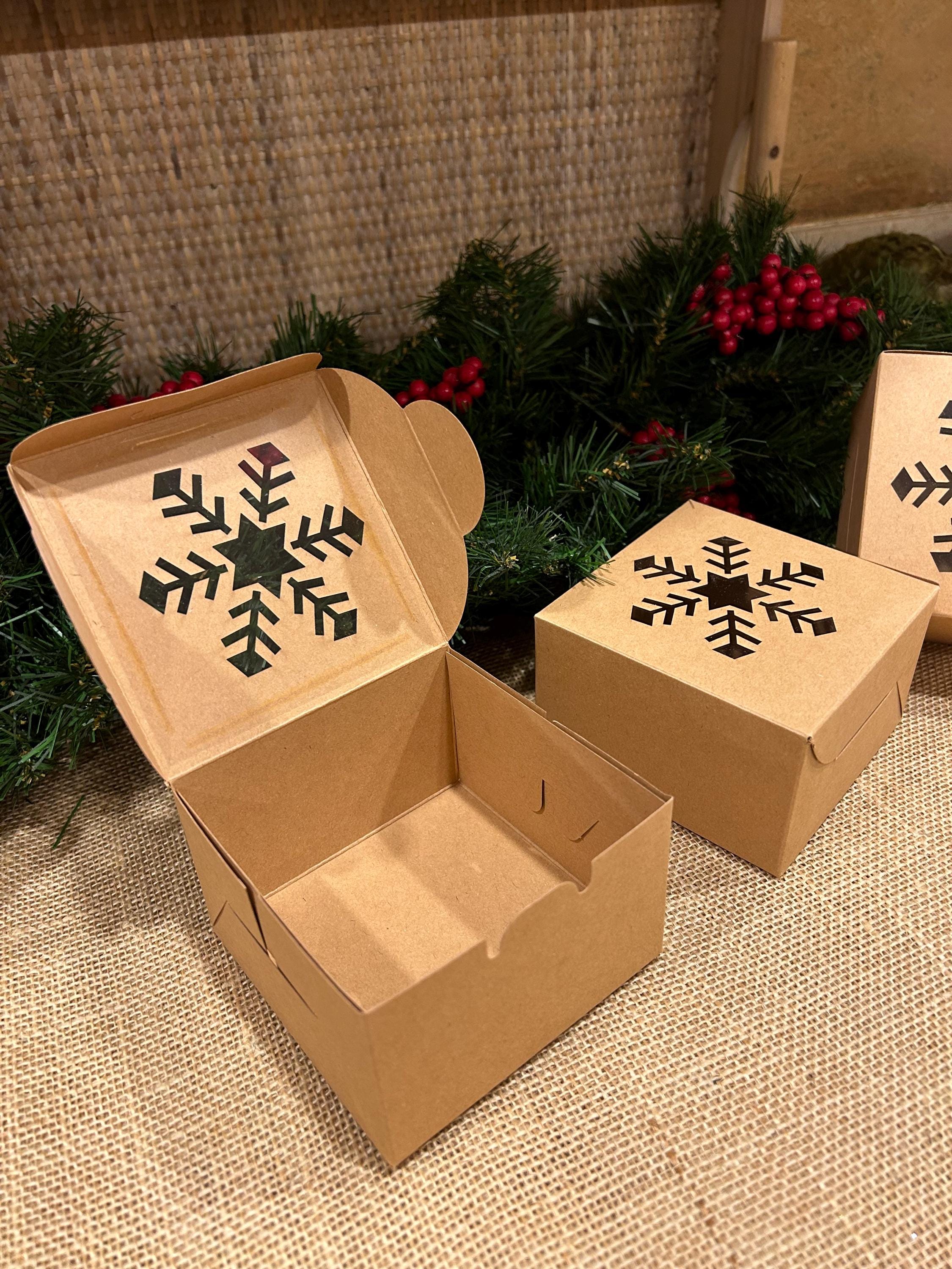 Small Gift Boxes Kraft Paper Snowflake Top Boxes Favor Boxes Candy ...
