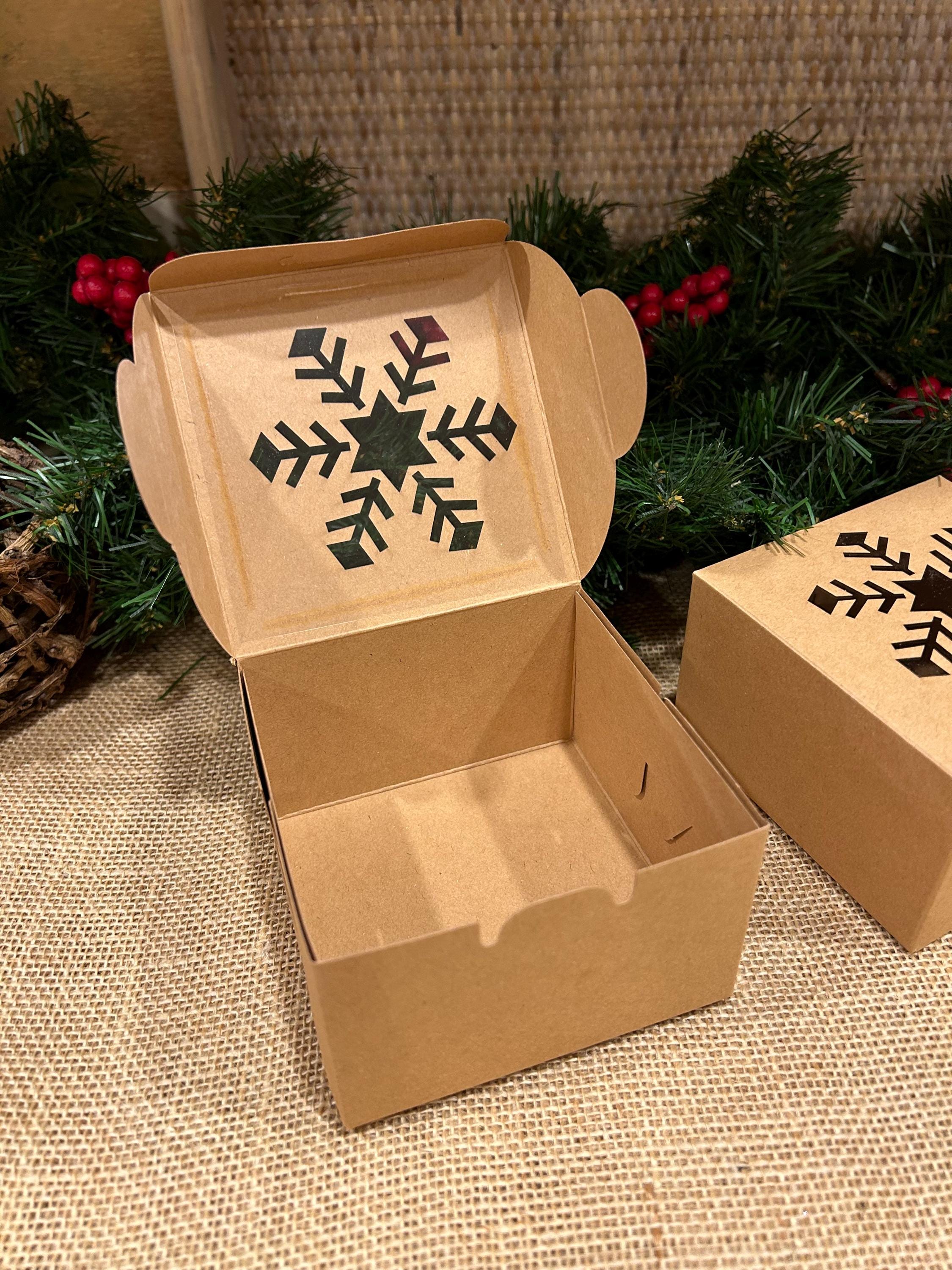 Small Gift Boxes Kraft Paper Snowflake Top Boxes Favor Boxes Candy ...