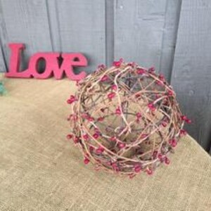 Twig Ball With Red Berries Christmas Twig Ball Mantle Decor Rustic Twig ...