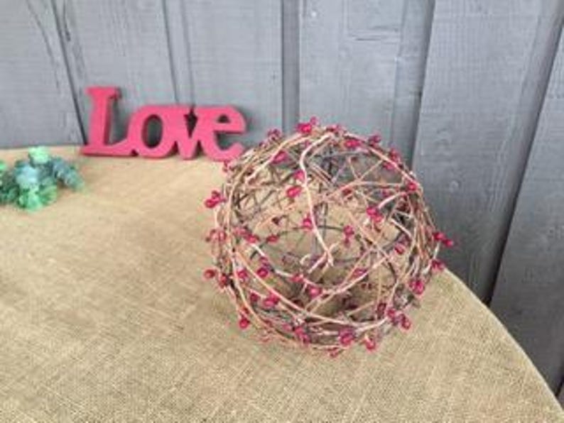 Twig Ball With Red Berries Christmas Twig Ball Mantle Decor Rustic Twig ...