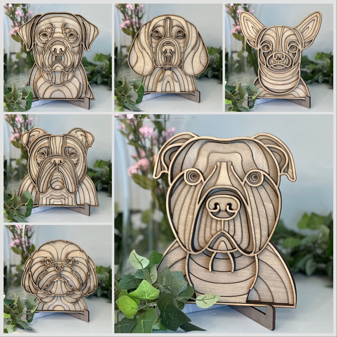 Large CUSTOM 3D Wooden Head, Layered Mandala — Perfect for Dog Lovers ...