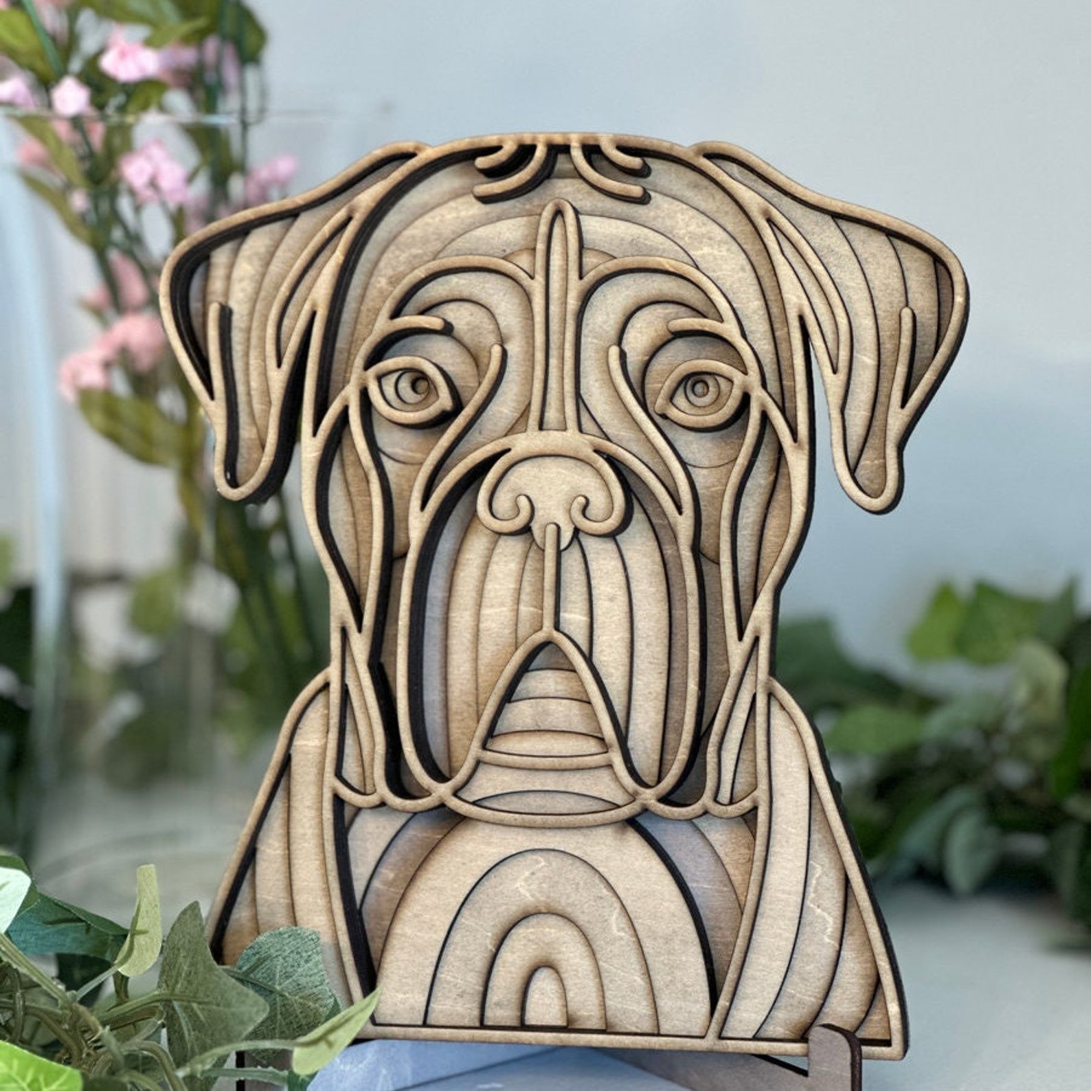 Large Boxer 3D Wooden Head, Layered Mandala — Perfect for Dog Lovers ...