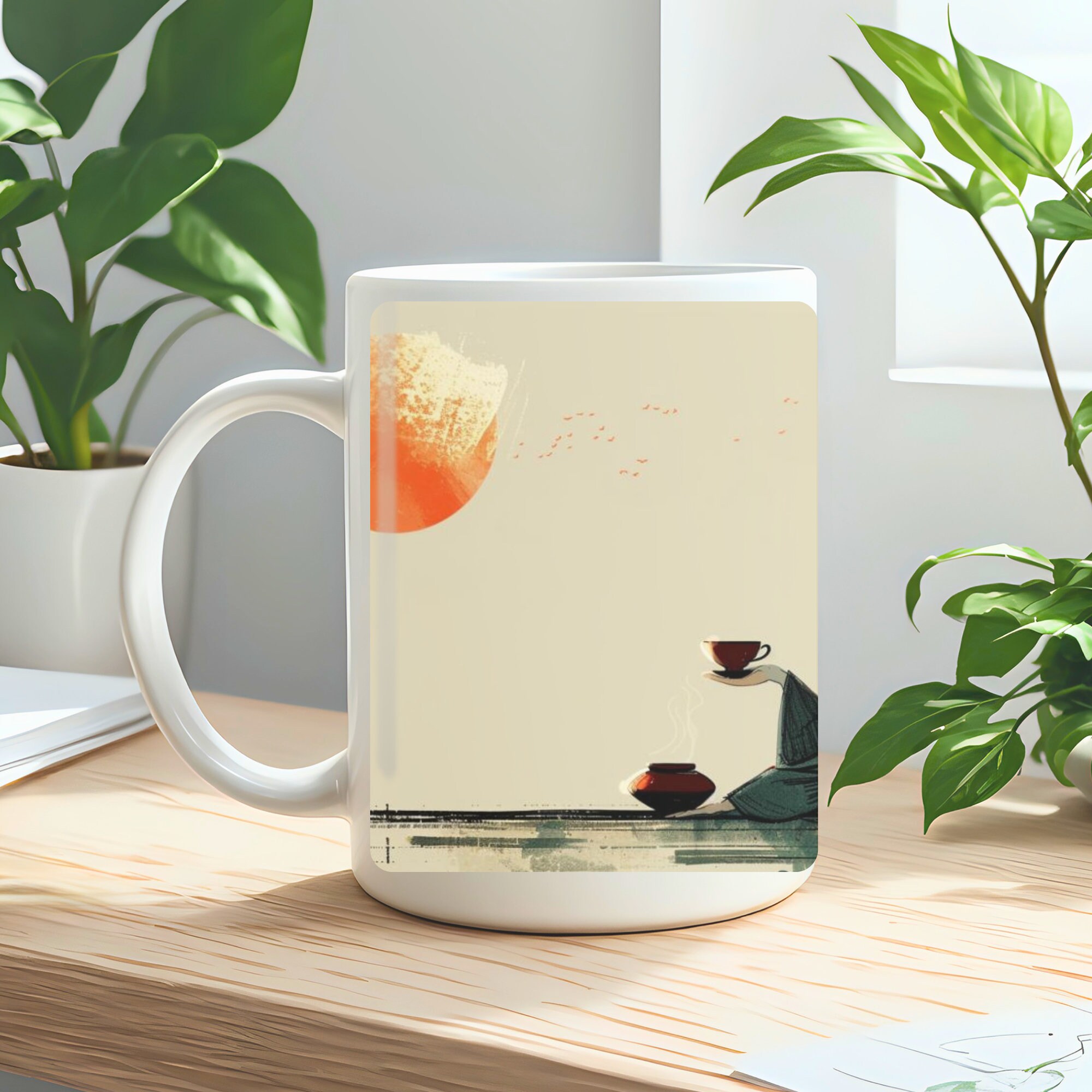 Morning Coffee Zen Large Ceramic Coffee Mug 15oz by Hinazen Artworks ...