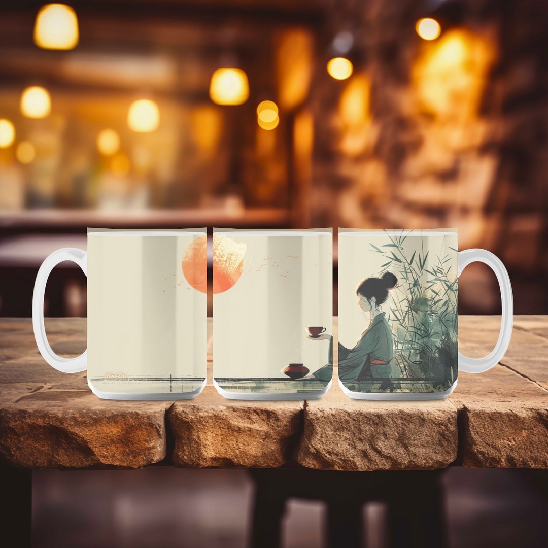 Morning Coffee Zen Large Ceramic Coffee Mug 15oz by Hinazen Artworks ...