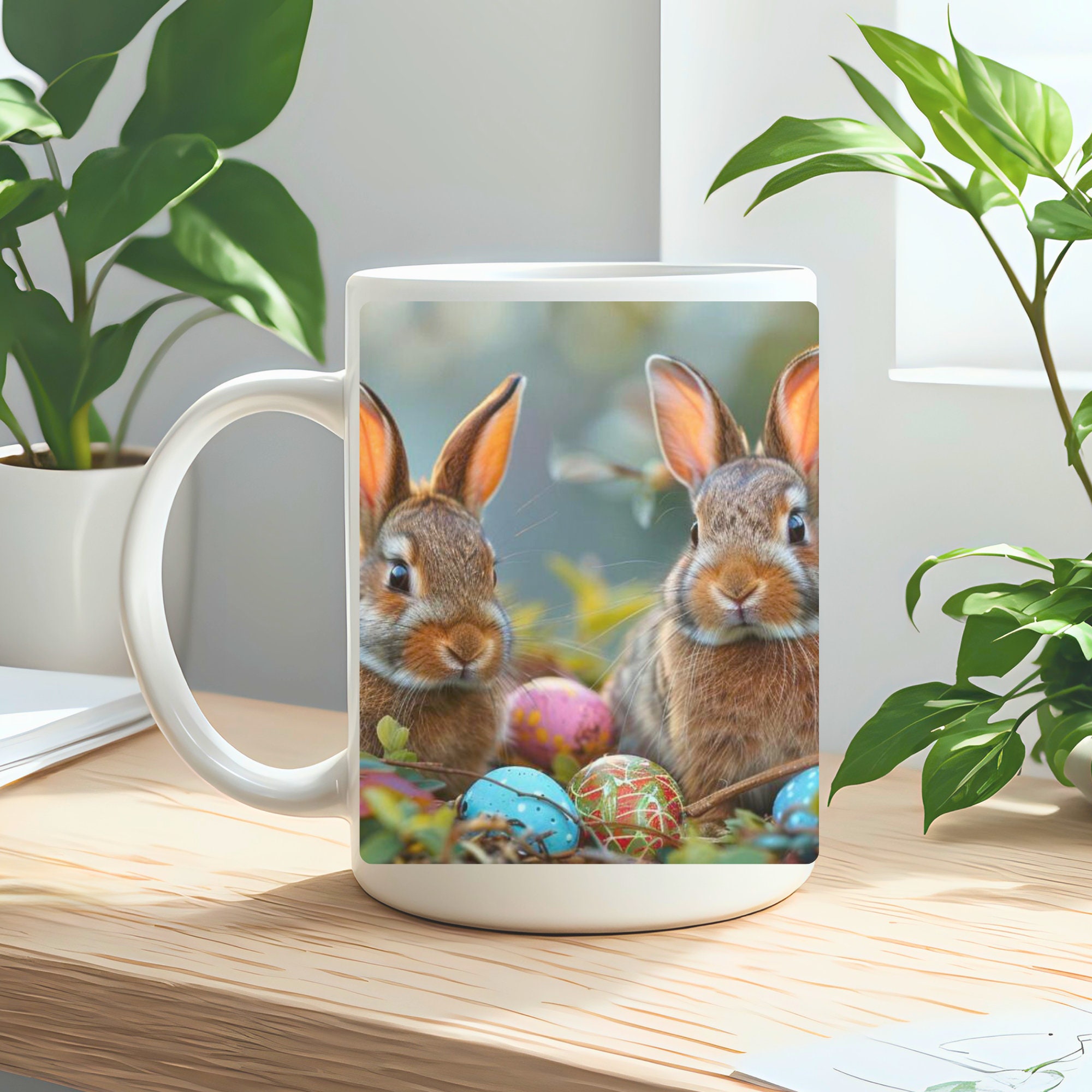 Bunnies Zen Large Ceramic Coffee Mug 15oz by Hinazen Artworks Unique ...