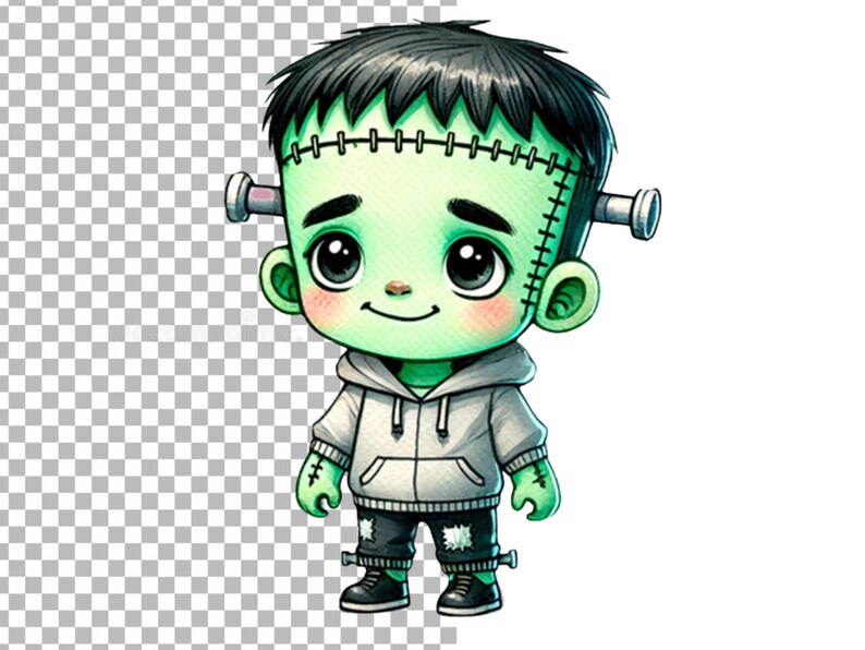 Cute Frankenstein PNG, Kawaii Zombie Digital Design, Chibi Monster ...