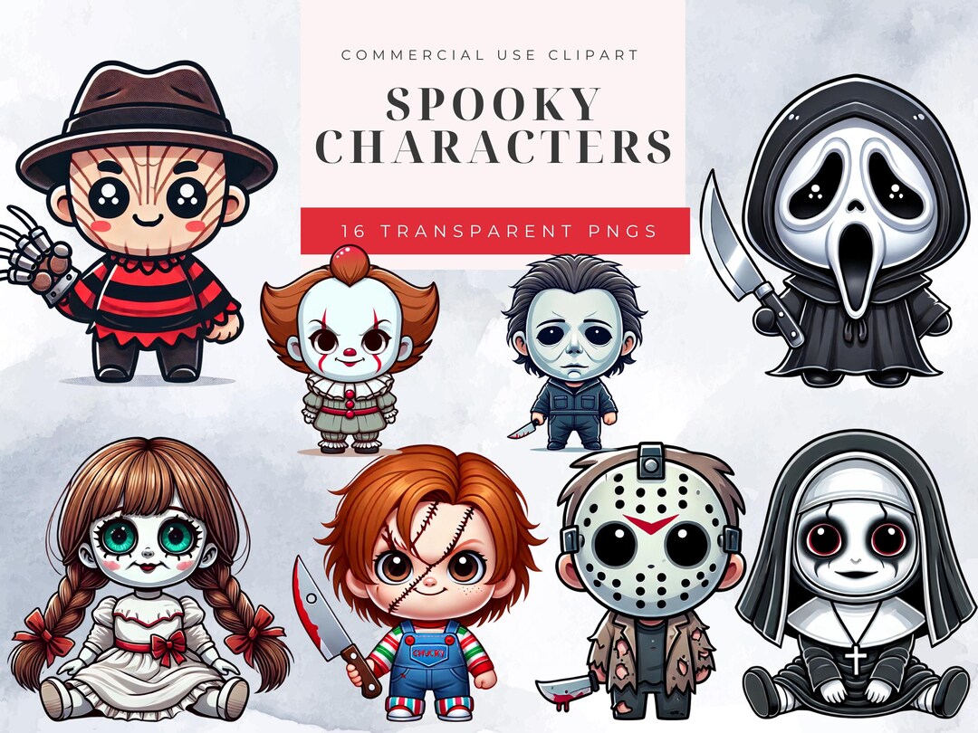 Cute Halloween Characters Clipart, Cute Spooky Cartoon Halloween ...