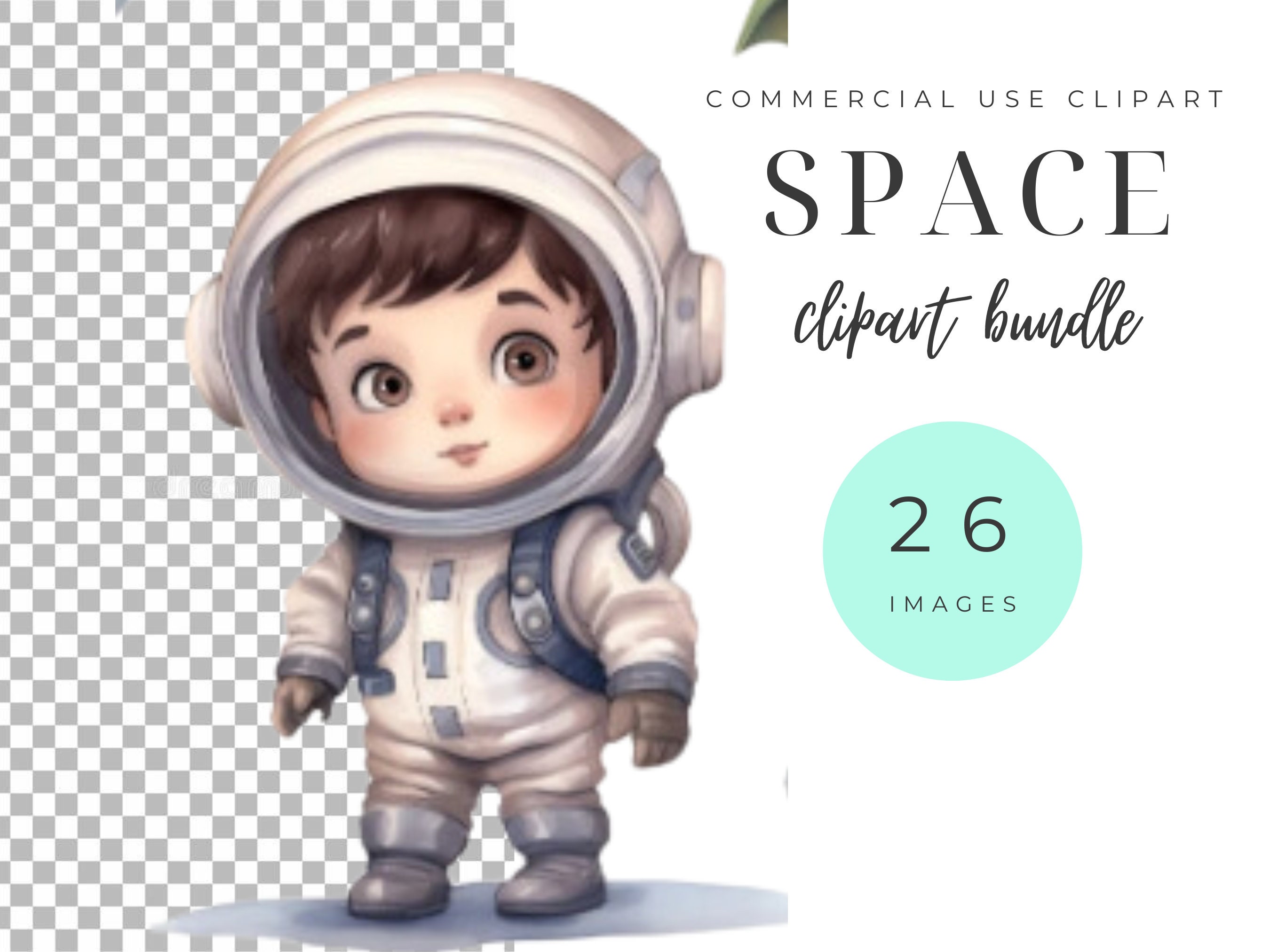 Watercolor Space Clipart Bundle, Astronaut Nursery Clipart, Cute ...