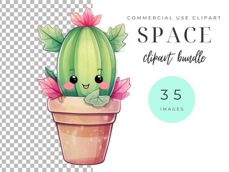 Watercolor Cute Cactus Clipart Bundle, Plants Clipart, Cute Cactus Png ...