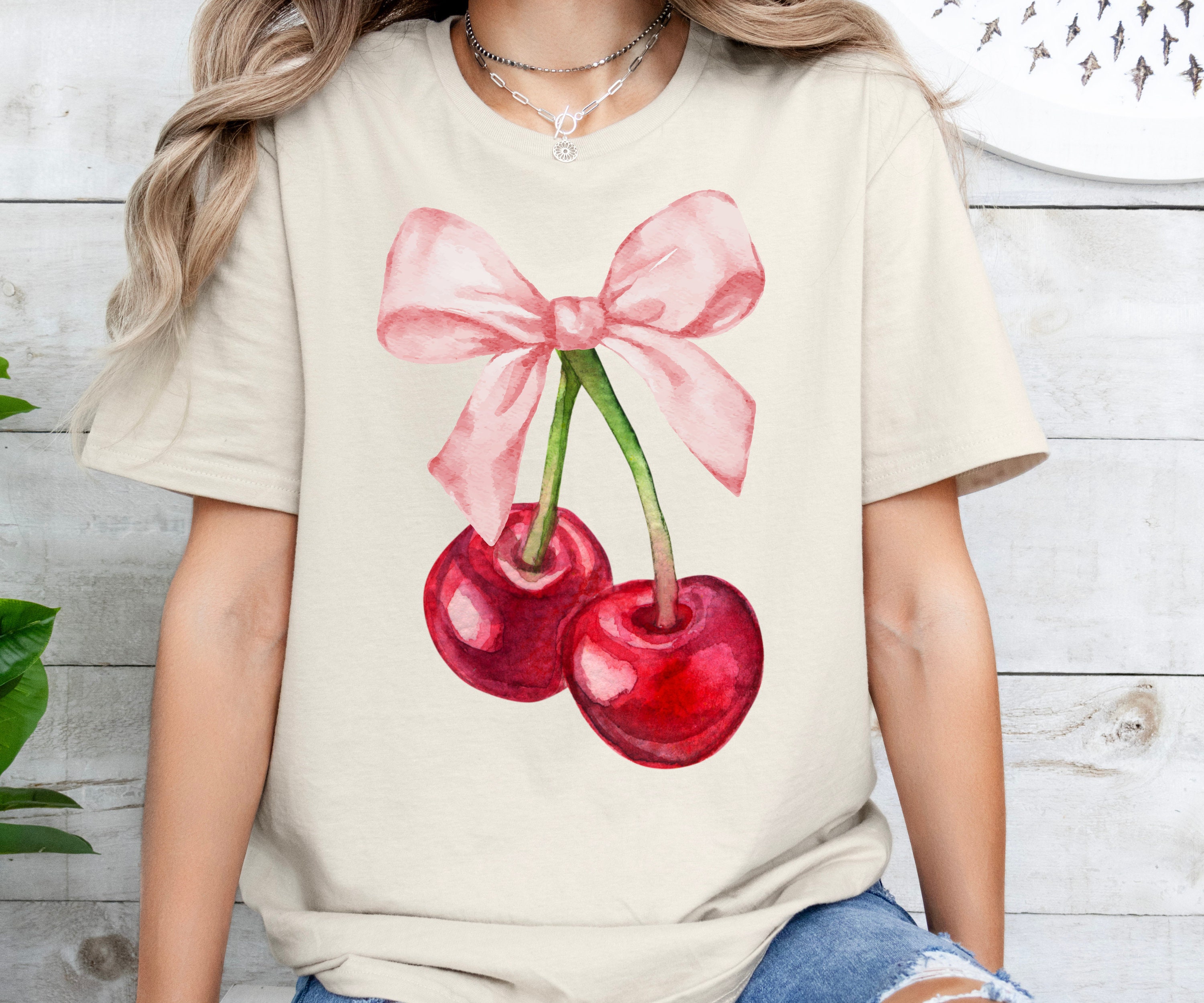 Cherry Bow T-shirt, Bow Shirt, Aesthetic Shirt, Ribbon Trend, Coquette ...