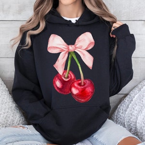 Cherry Bow Hoodie, Bow Hoodie, Aesthetic Hoodie, Ribbon Trend, Coquette ...
