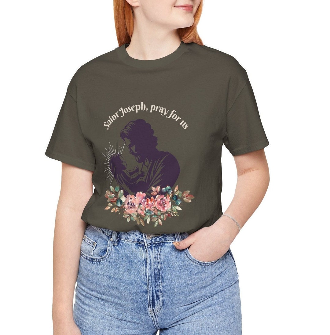 St Joseph T-shirt, Saint Joseph and Baby Jesus, Catholic Tshirt, , St ...