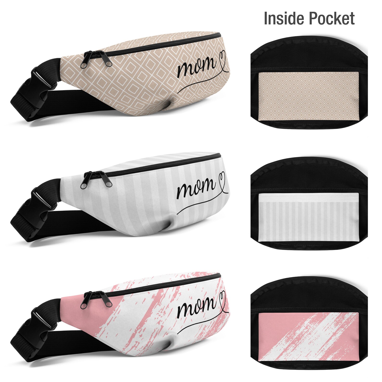 Mom Fanny Pack - Script Heart - Over the Shoulder Bag - Crossbody Purse ...