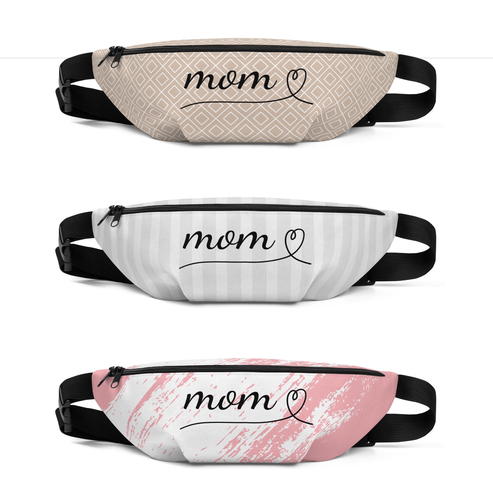 Mom Fanny Pack - Script Heart - Over the Shoulder Bag - Crossbody Purse ...