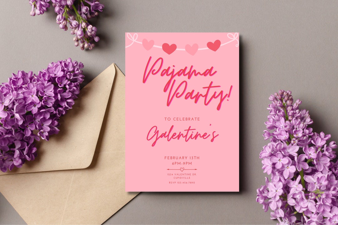 Pajama Party, Girls Night, PJ Party, Custom Invite, Girls Birthday ...