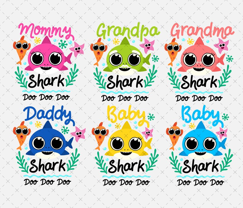 Baby Shark Birthday Family Png Svg, Baby Shark Png Svg Bundle, Shark ...