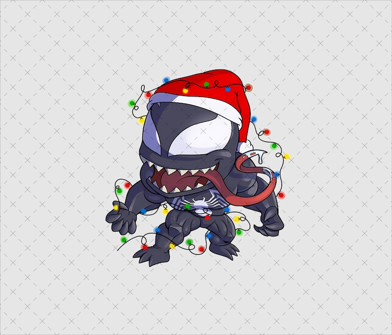 Venom Spider Man Png, Venom Christmas Lights Chibi Png, Christmas ...