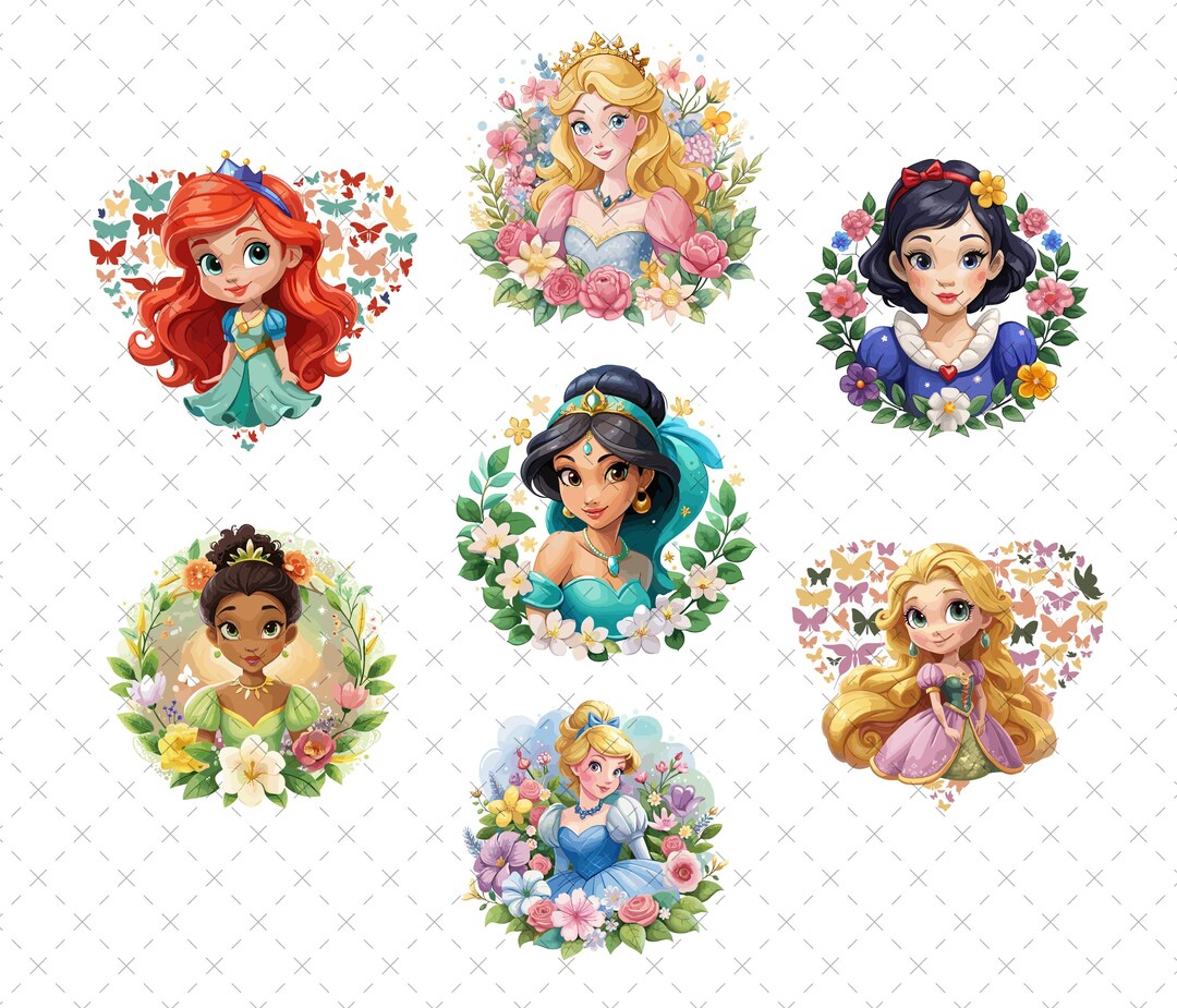 Floral Cartoon Princess Clipart Bundle (digital Download) - Etsy