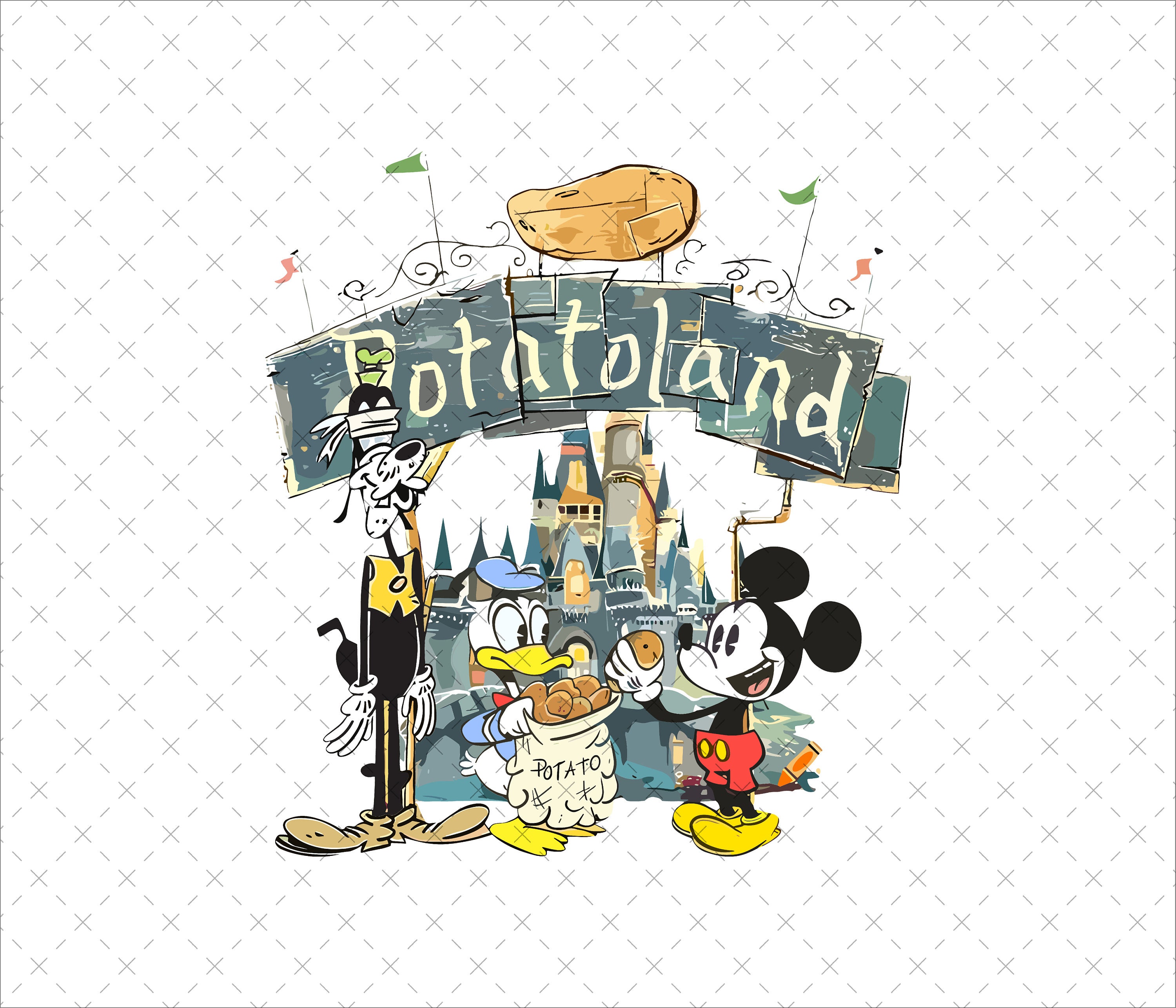 Vintage Mickey and Friends PNG SVG, Potatoland Png,castle Tee, Funny ...