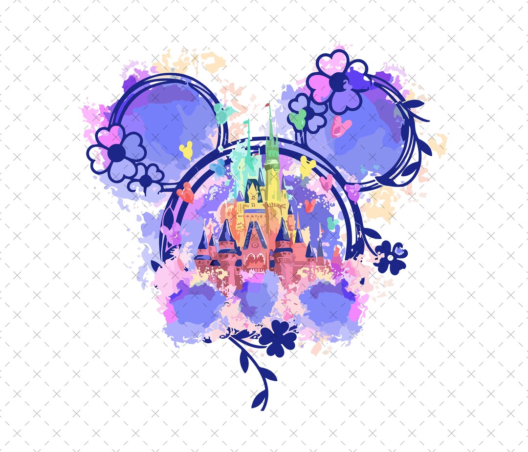 Mouse Ears Watercolor, Magic Castle Watercolor, Family Vacations Png ...